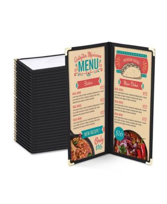 WeChef 30 Packs Restaurant Menu Covers 4.25 x 11 Double Fold 2 Pages 4 ...