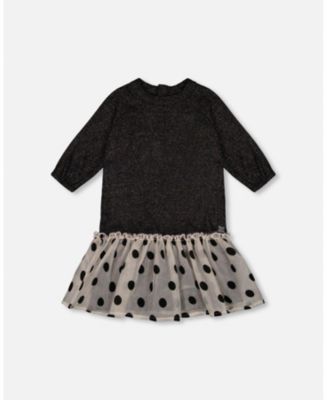 Deux par Deux Big Girls Bi-Material Long Sleeve Dress With Frill ...