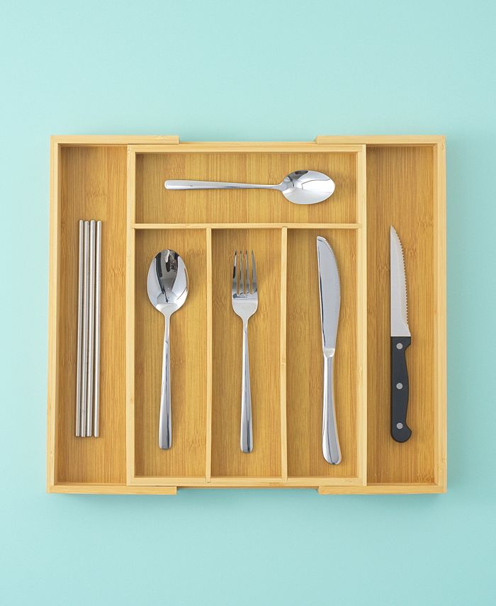 JoyJolt Bamboo Expandable Drawer Organizer for Kitchen Utensils - Macy's