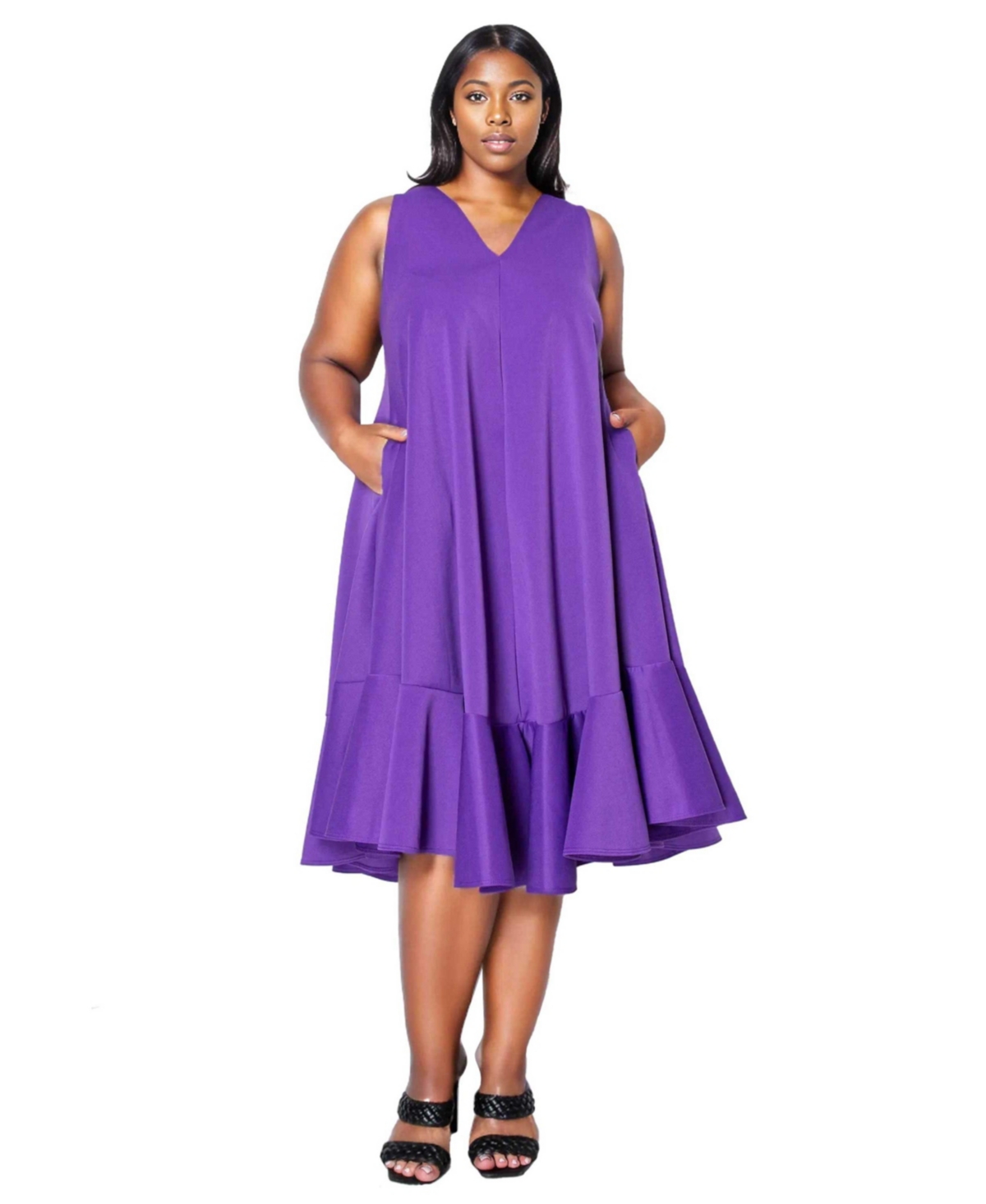 Click here for L I V D Plus Size Simone Sleeveless Pocket Flare D... prices