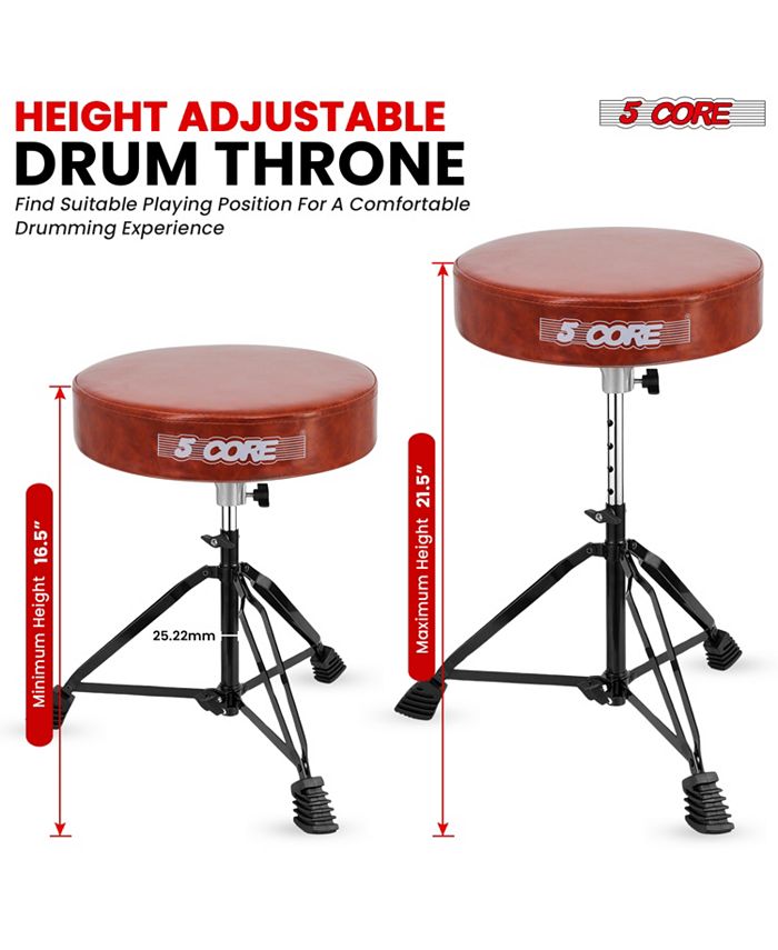 5 Core Drum Throne Padded Guitar Stool Height Adjustable Drummer Seat ...