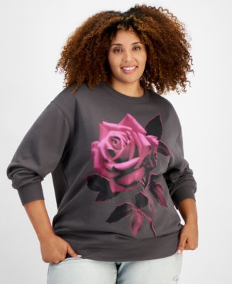Rebellious One Trendy Plus Size Rose-Graphic Sweatshirt - Macy's