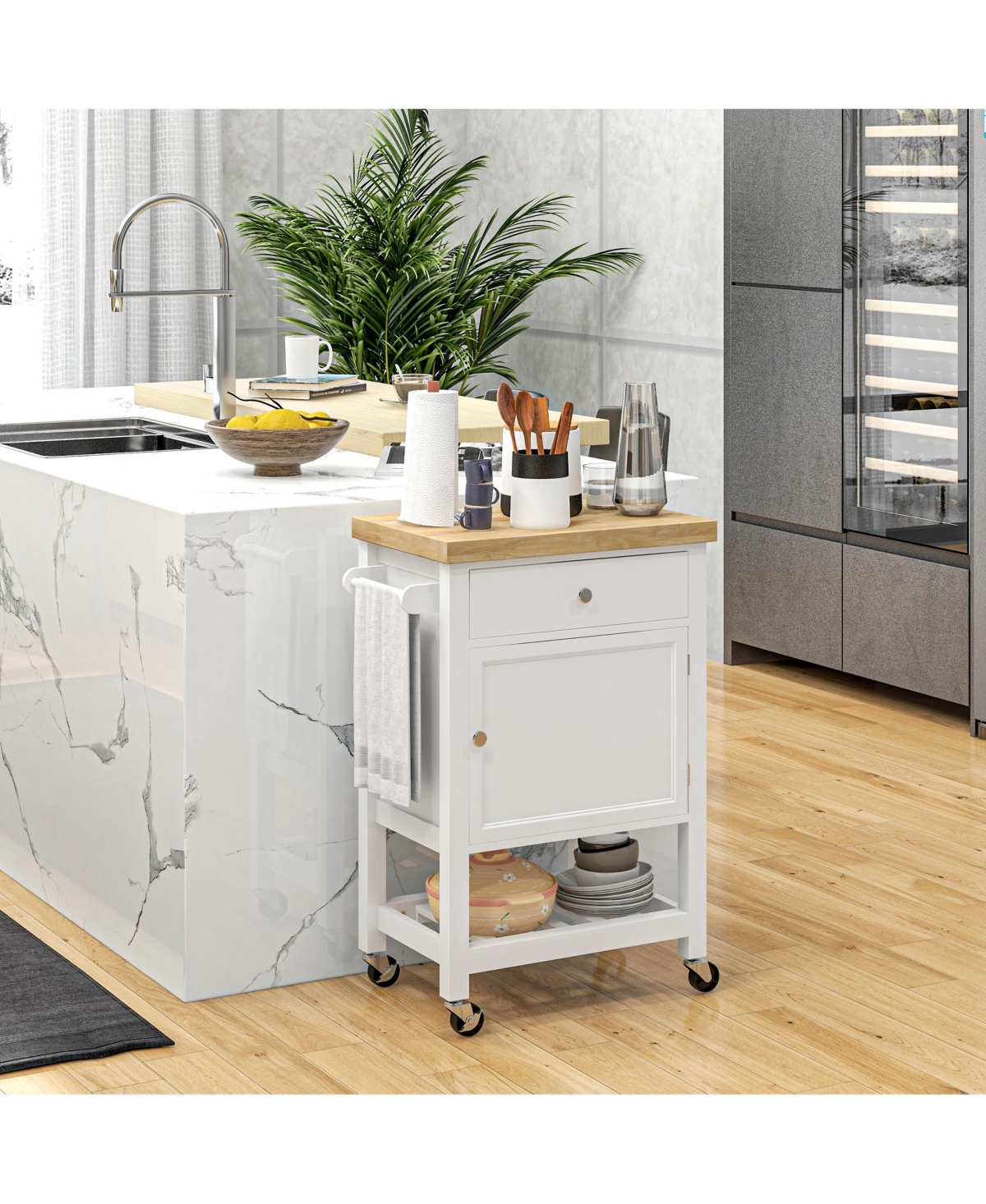 Click here for Homcom Kitchen Cart  Rolling Kitchen Island with R... prices