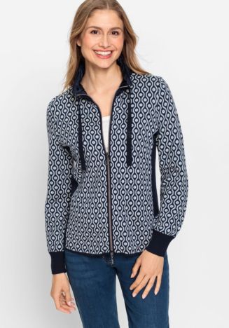 Olsen Women's Cotton Blend Geo Zip Front Cardigan - Macy's