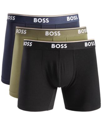 BOSS by Hugo Boss Men's Power 3-Pk. Tipped Logo Waistband Boxer Briefs ...