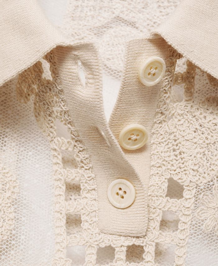 MANGO Women's Openwork Details Embroidered Blouse - Macy's