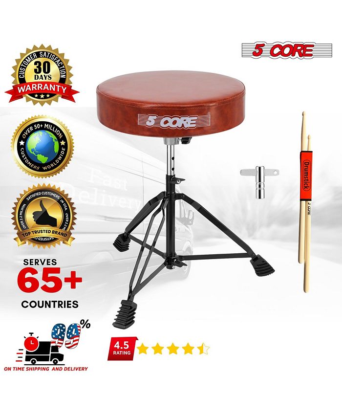 5 Core Drum Throne Padded Guitar Stool Height Adjustable Drummer Seat ...