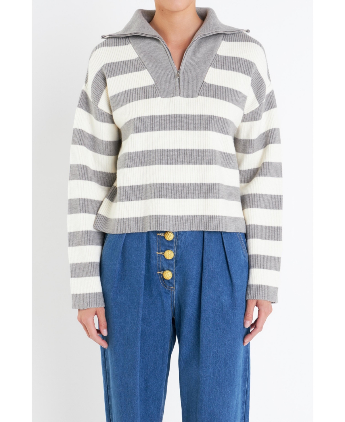 Click here for English Factory Womens Striped Half-Zip Sweater -... prices