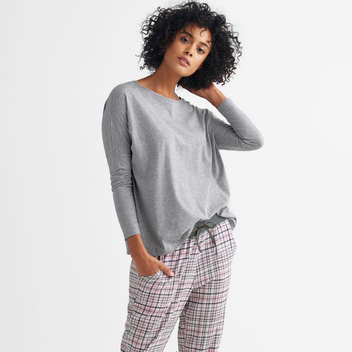 Click here for Ellos Plus Size Boxy Sleep Tee - Heather grey prices