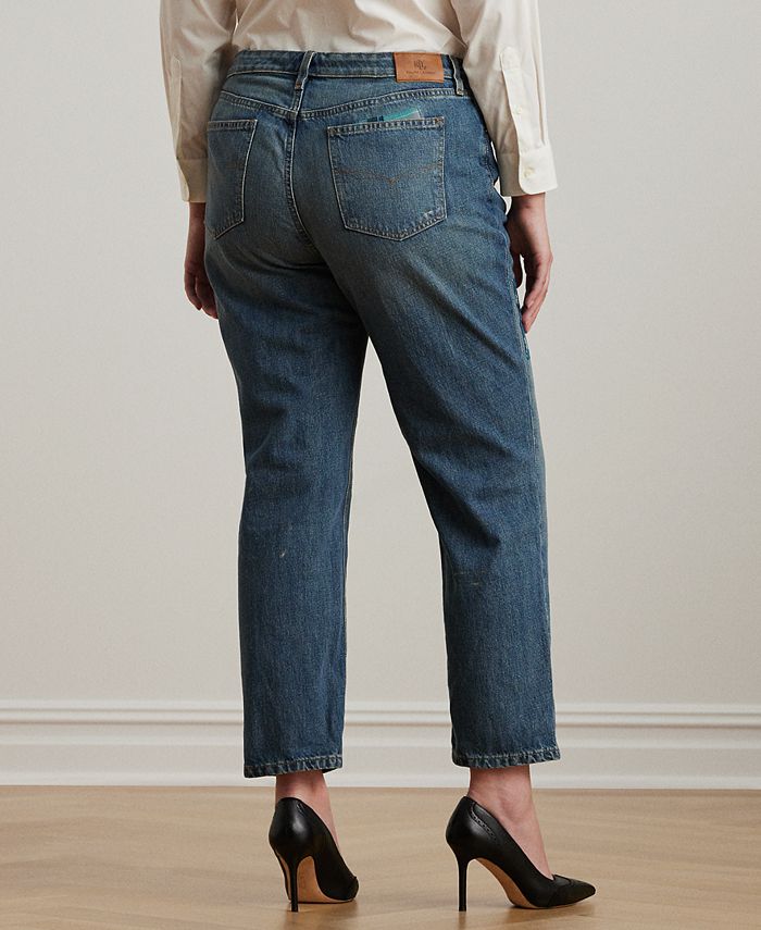 Lauren Ralph Lauren Plus Size Patchwork Boyfriend Jeans - Macy's