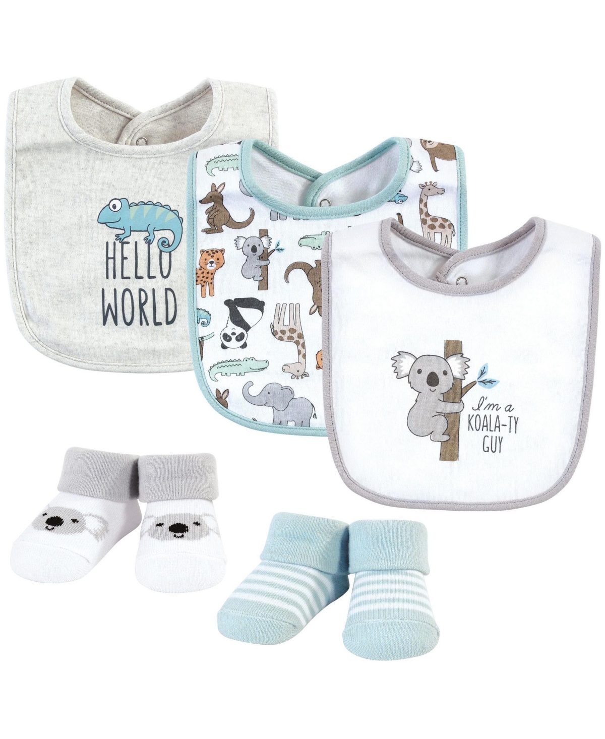 Click here for Hudson Baby Boys Essential 5-Piece Bib & Sock Coll... prices