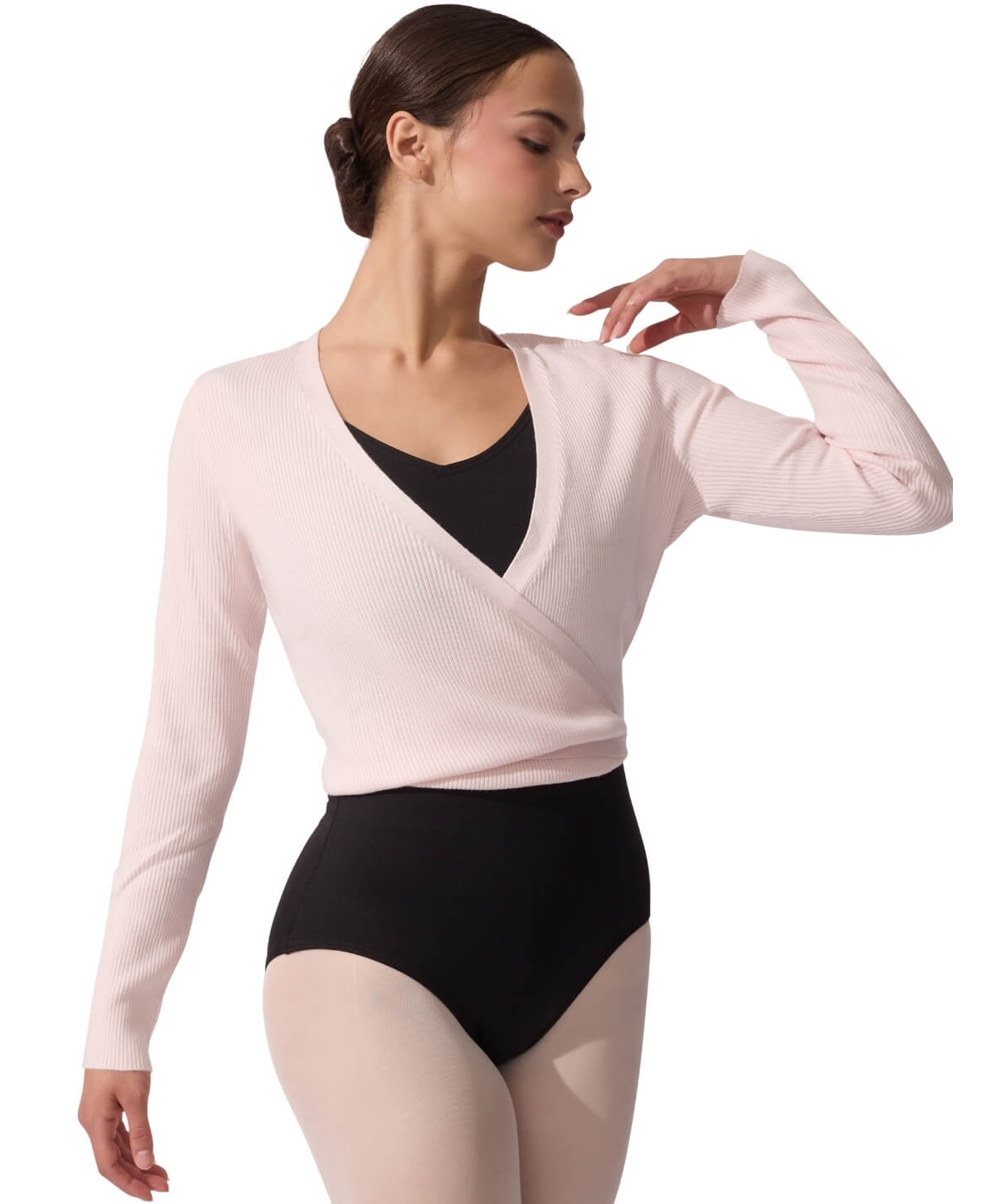 Click here for Capezio Womens Ribbed Knit Wrap Sweater - Pink prices