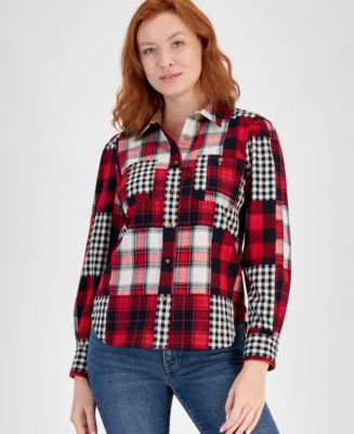 Nautica Jeans Women's Percy Patchwork Long-Sleeve Button-Up Shirt - Macy's
