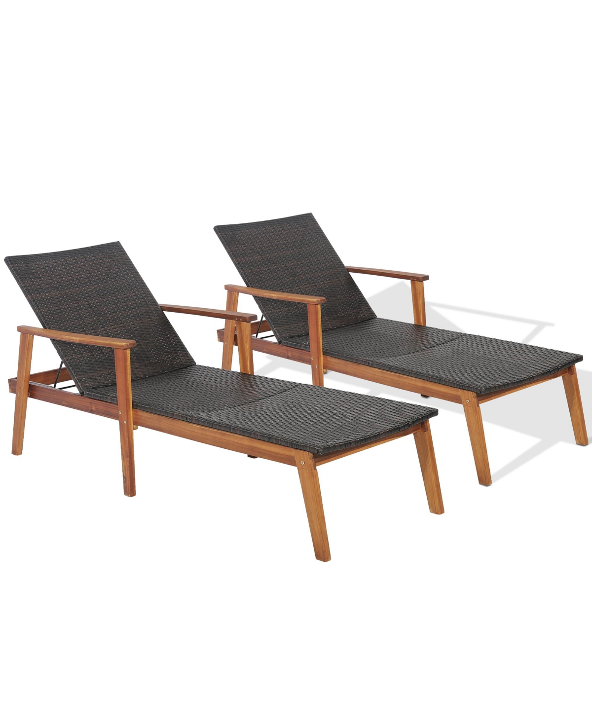 Click here for Gymax 2PCS Adjustable Patio Rattan Lounge Chair Re... prices