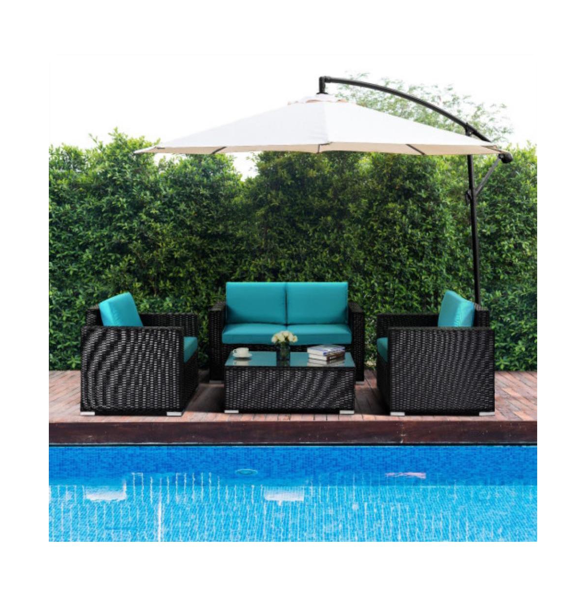 Click here for Slickblue 4PC Rattan Patio Furniture Set Outdoor W... prices