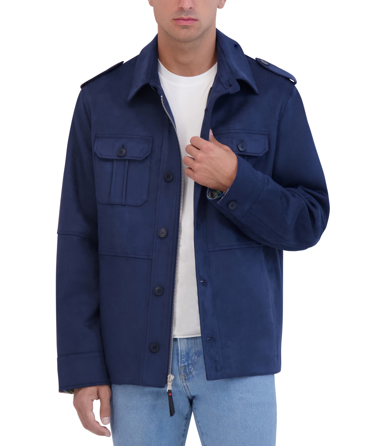Click here for Robert Graham Mens Faux Suede Utility Overshirt Ja... prices