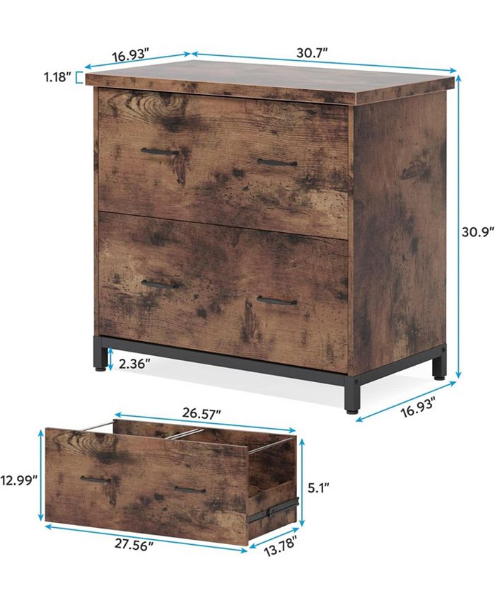 Tribesigns 2-Drawer File Cabinet, Wood Lateral Filing Cabinet, Home Office File Cabinet for A4 ...