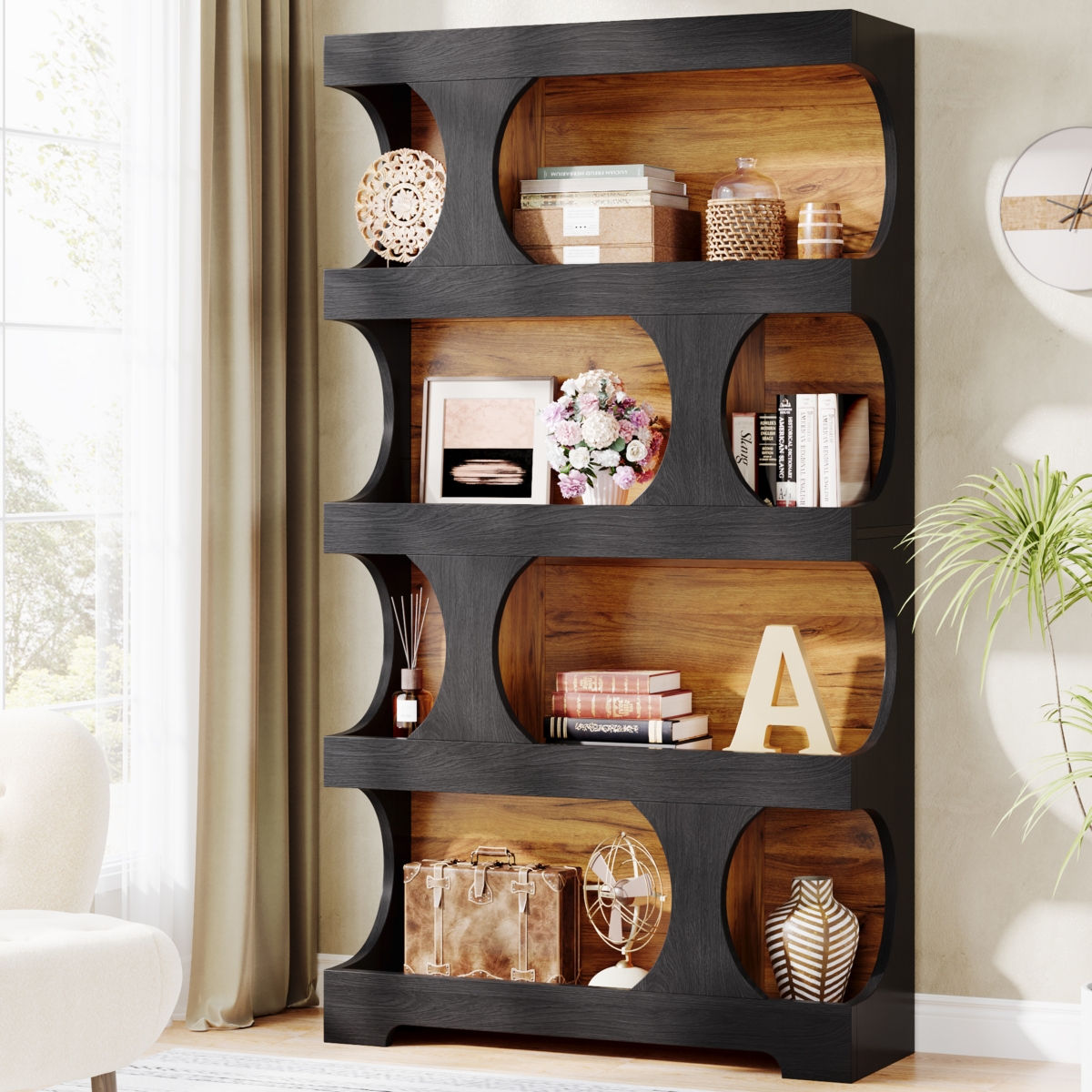 Click here for Tribesigns 71 Tall Bookcase  4-Tier S-Shaped Books... prices