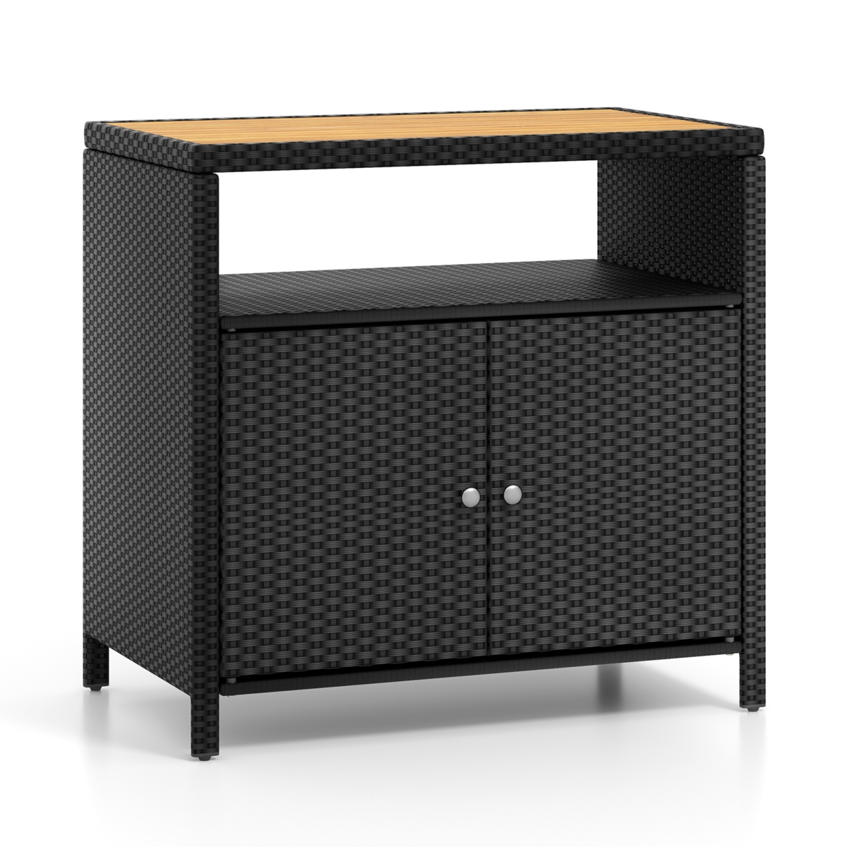 Click here for Slickblue Rattan Storage Cabinet with Acacia Wood... prices