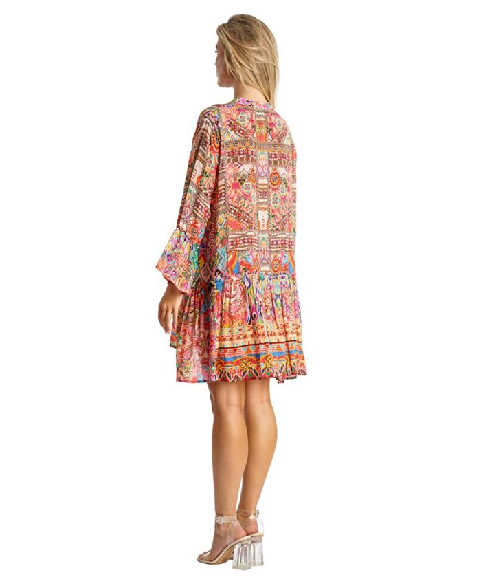 La Moda Clothing Women's Printed Pleated Short Dress - Macy's