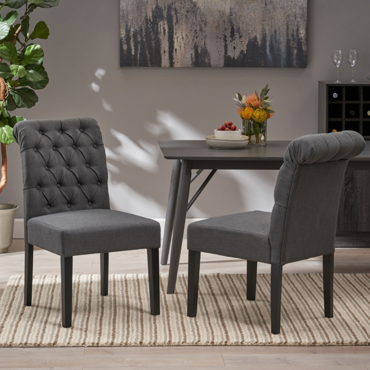 Click here for Streamdale Ivory Linen Tufted Rolltop Dining Chair... prices