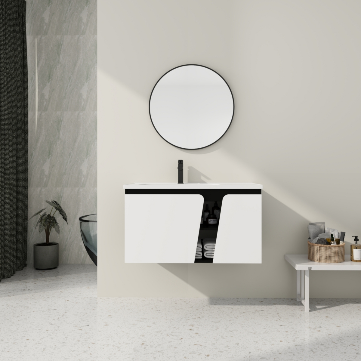 Click here for 36" Wall-Mounted Vanity with Ceramic Sink & S... prices