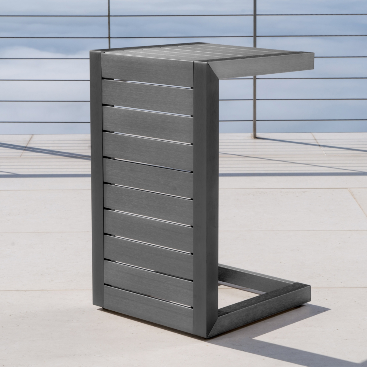 Click here for Streamdale Modern C-Shaped Patio Table In Grey - G... prices