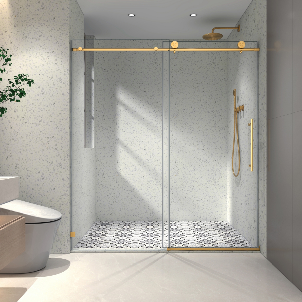Click here for Streamdale Brushed Gold Frameless Shower Door with... prices