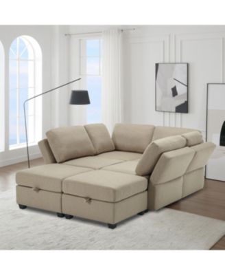 Simplie Fun Modular Storage Sofa with Adjustable Backs and Ottomans ...