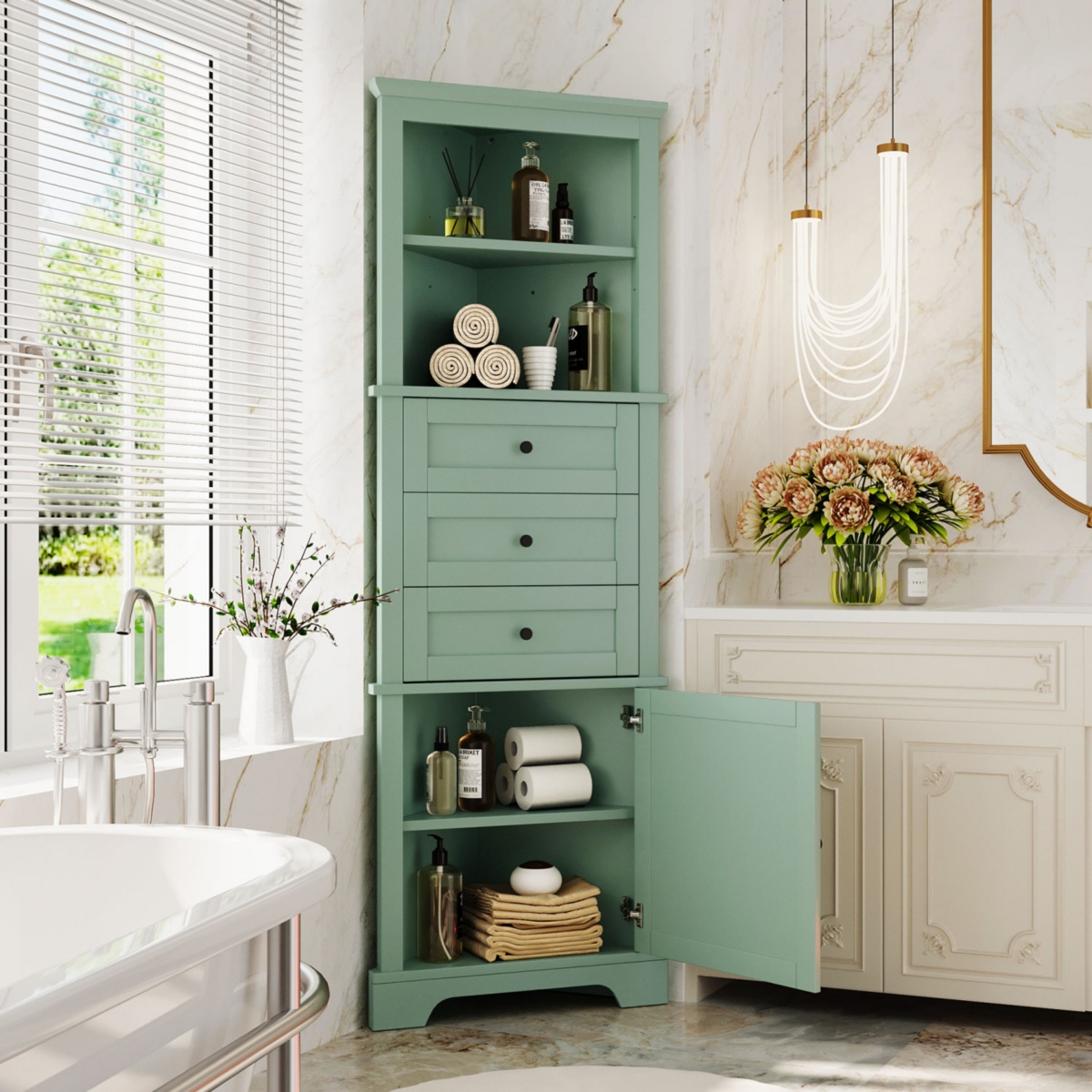 Click here for Streamdale Green Triangle Corner Cabinet with Adju... prices