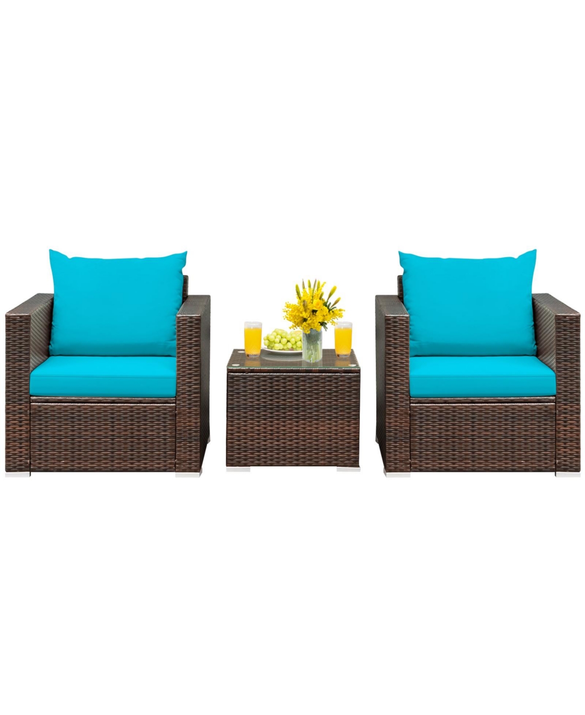 Click here for 3 Pieces Patio Conversation Rattan Furniture Set w... prices