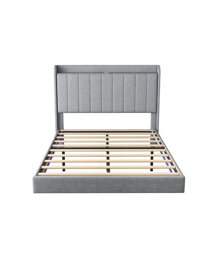 Simplie Fun Floating Bed Frame with LED Lights, Remote Control, and APP ...
