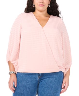 Vince Camuto Women's Plus Size Textured Cross-Front Top - Macy's