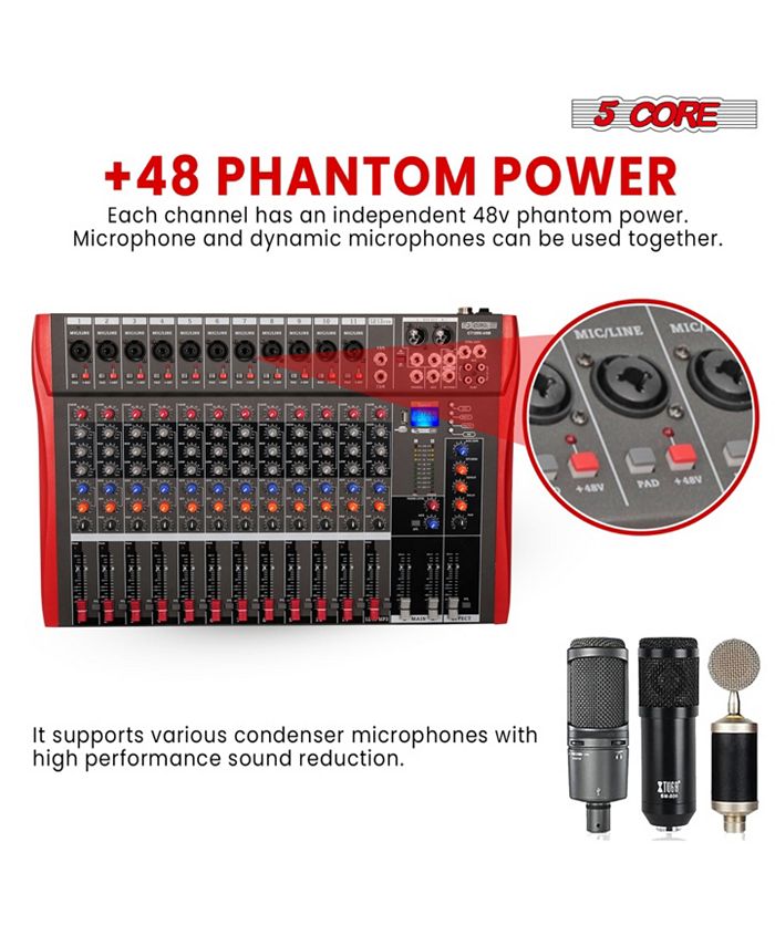 5 Core Audio Mixer 12 Channel DJ Controller Professional Sound Board ...