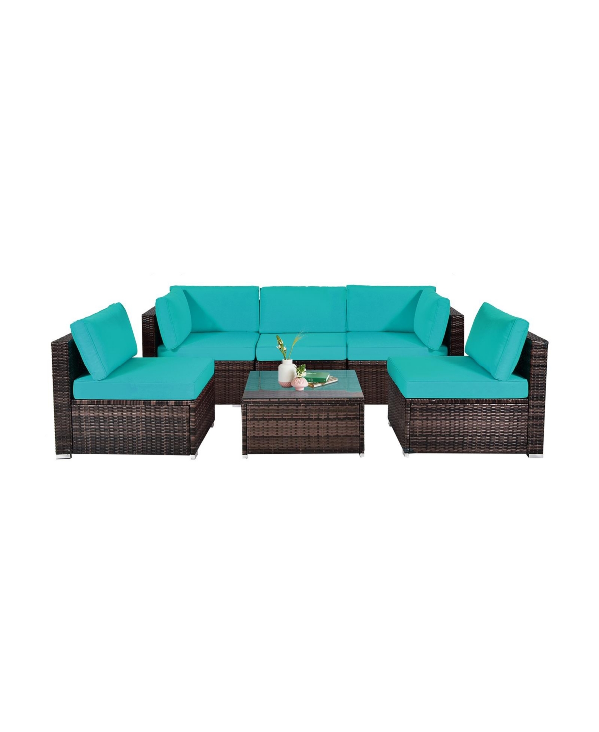 Click here for 6 Pieces Patio Rattan Furniture Set with Cushions... prices