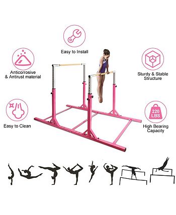 Slickblue Kids Double Horizontal Bars Gymnastic Training Parallel Bars Adjustable - Macy's