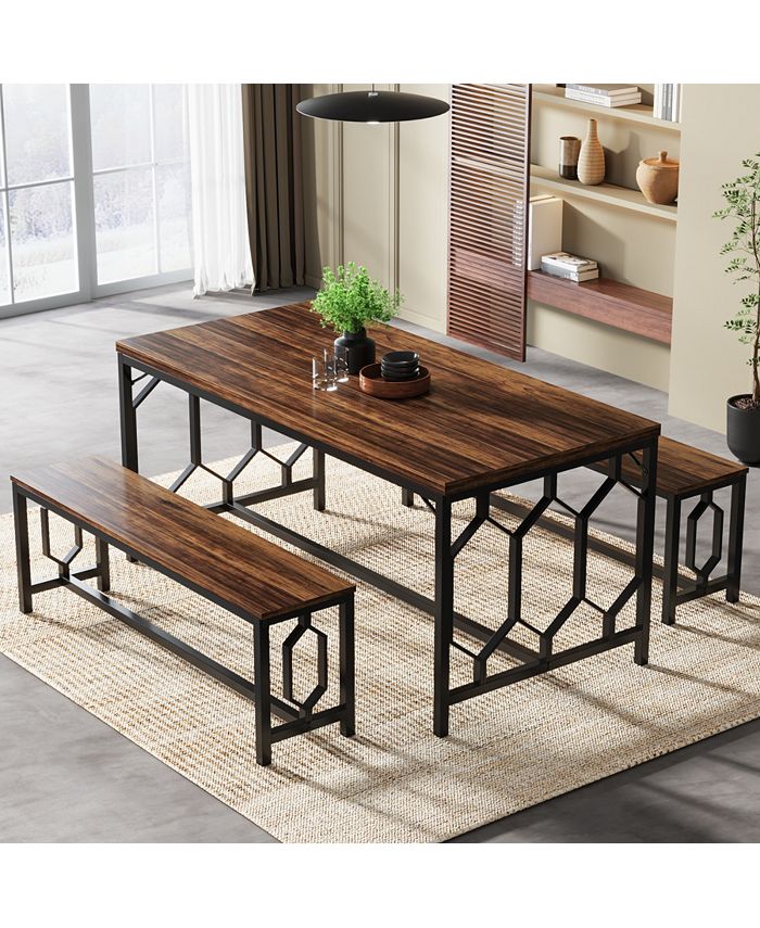 Tribesigns 55-Inch Large Dining Table Set for 4 to 6, Kitchen Breakfast ...