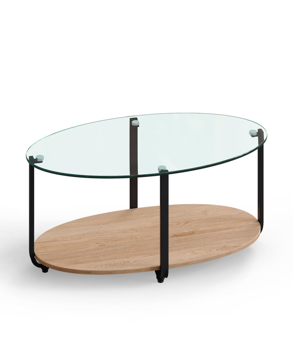 Click here for Givimo 2-Tier Glass-Top Oval Coffee Table with Woo... prices