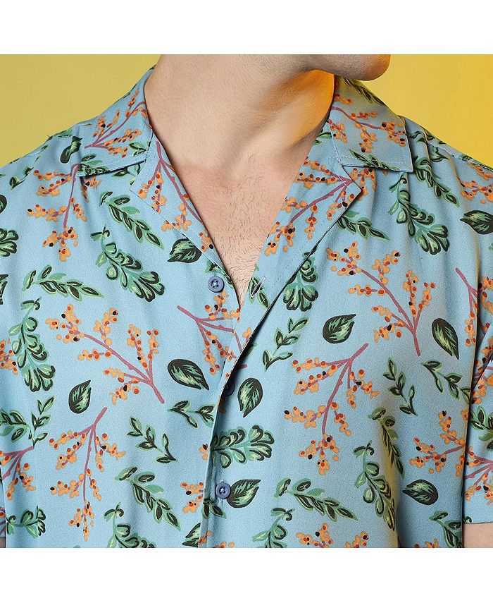 Campus Sutra Men's Sky Blue Foliage Shirt - Macy's