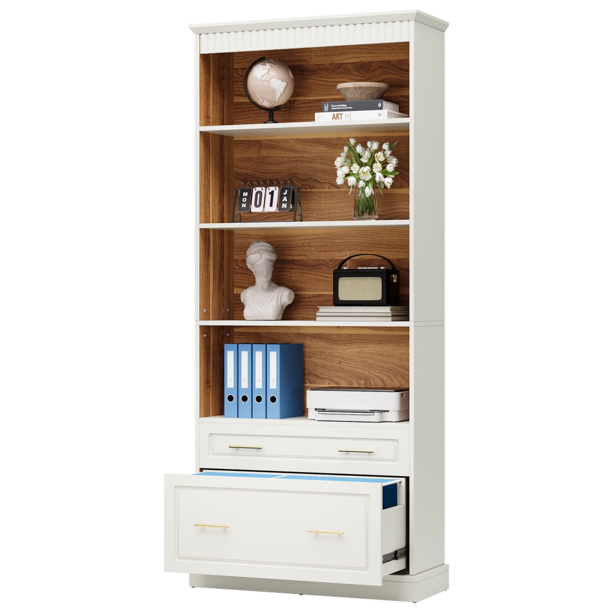 Click here for Tribesigns 5-Shelf Bookcase with Drawers  72 Tall... prices