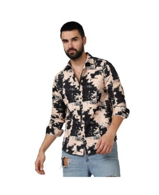 Men's Beige & Black Paint Strokes Shirt - Macy's