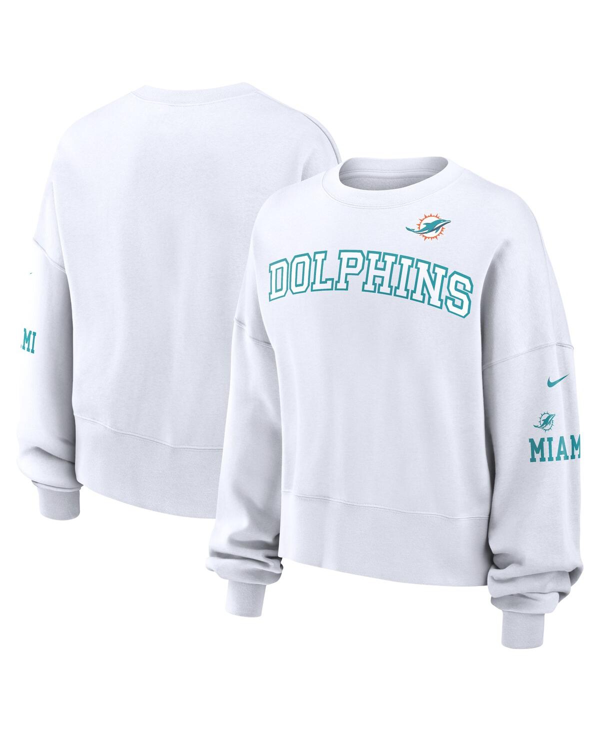 Click here for Nike Womens White Miami Dolphins Oversized Long Sl... prices
