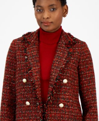 Anne klein tweed fringe jacket store