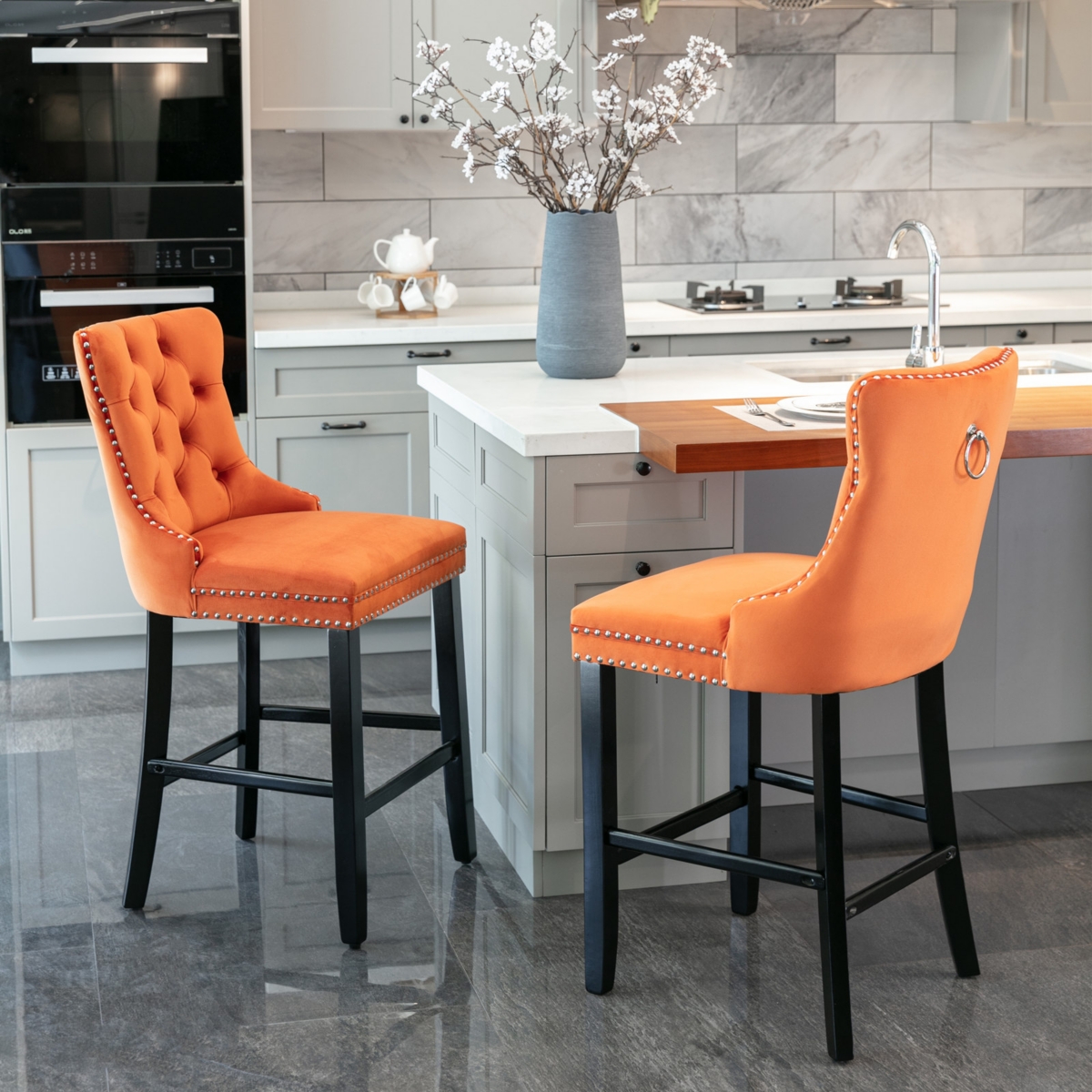 Click here for Streamdale Handcrafted Velvet Barstools with Suppo... prices