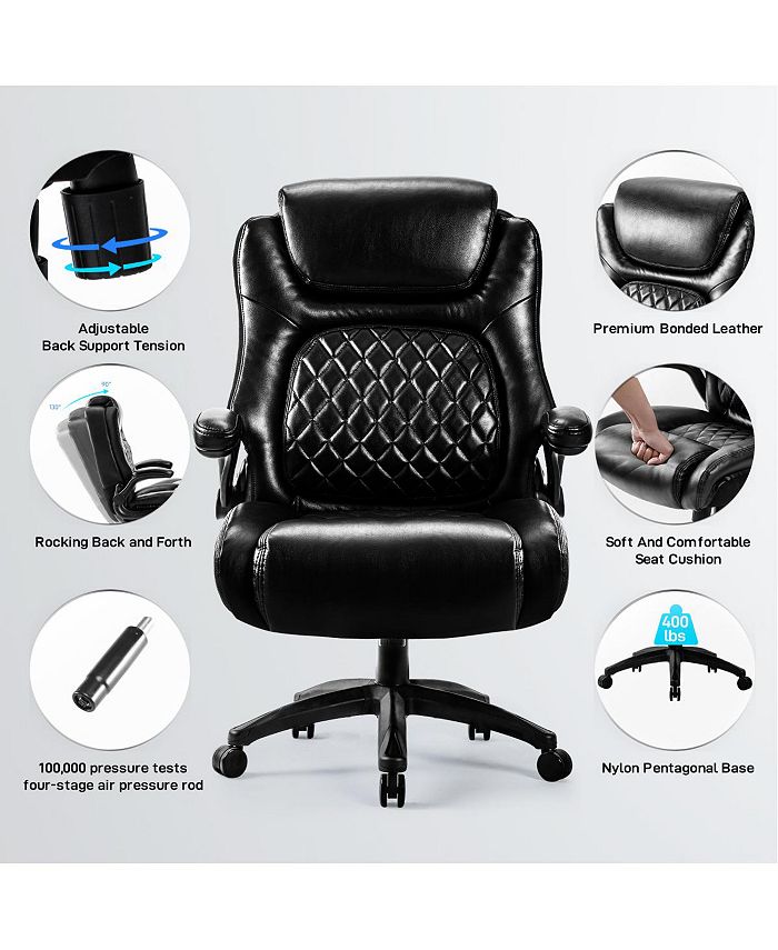 Simplie Fun Big & Tall 400Lb Ergonomic Leather Office Chair Executive ...