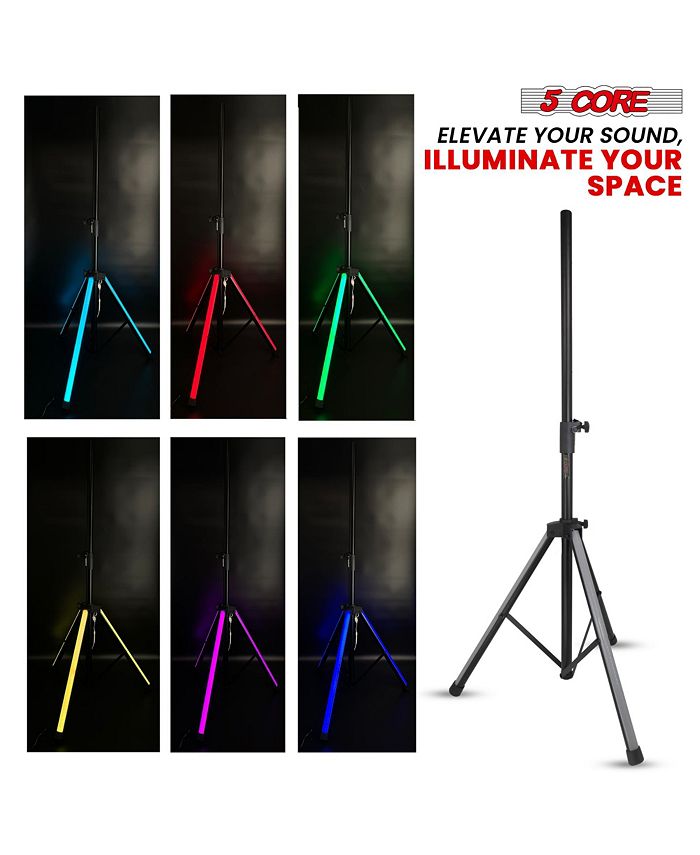 5 Core Speaker Stand Pair w RGB Tripod Heavy Duty Adjustable Up to 72 ...