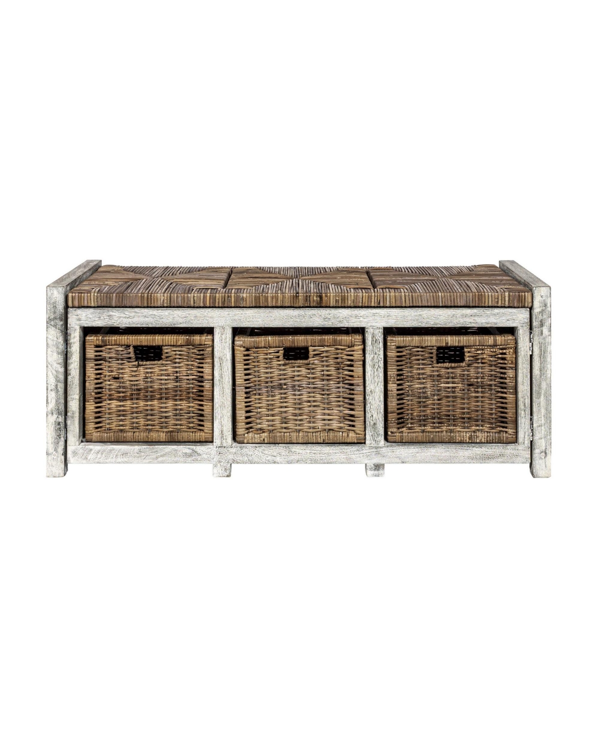 Click here for Happimess Rustic 3-Drawer Wicker Storage Bench - G... prices