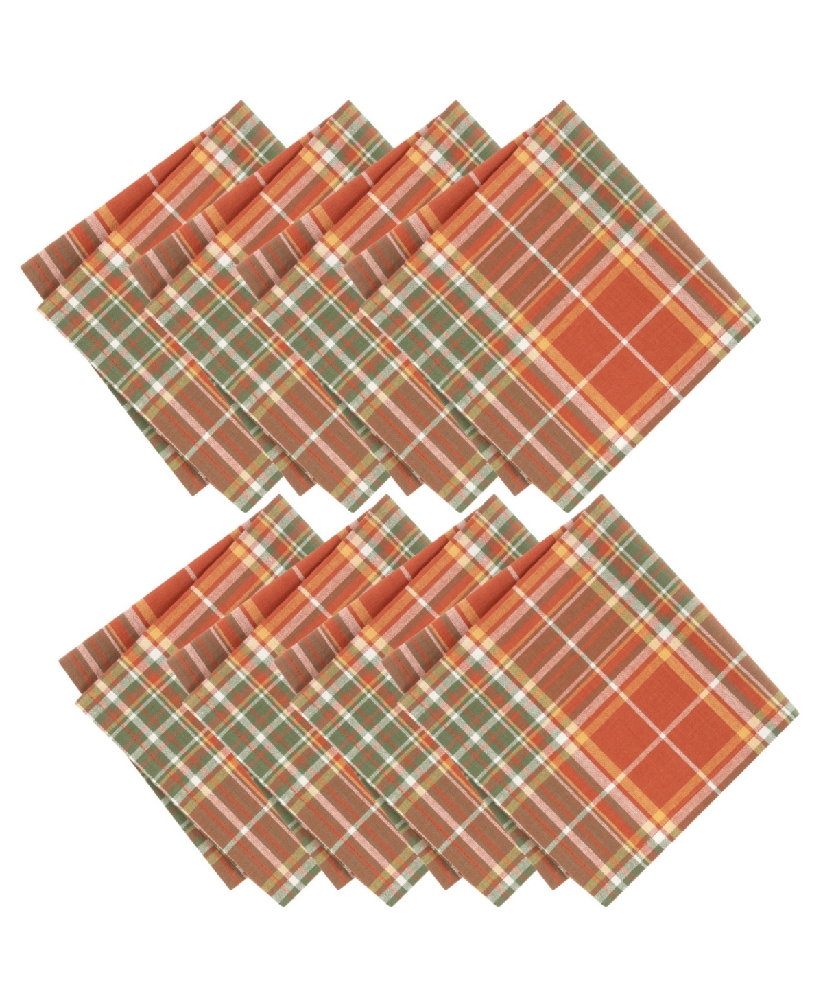 Elrene Hawley Plaid Harvest Cotton Napkins 17 x 17  Set of 8 - Multi