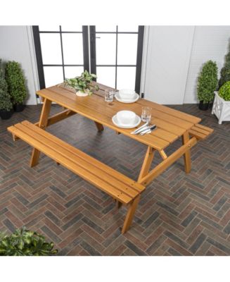 Jonathan Y Shoreham 55" Modern Classic Outdoor Wood Picnic Table ...