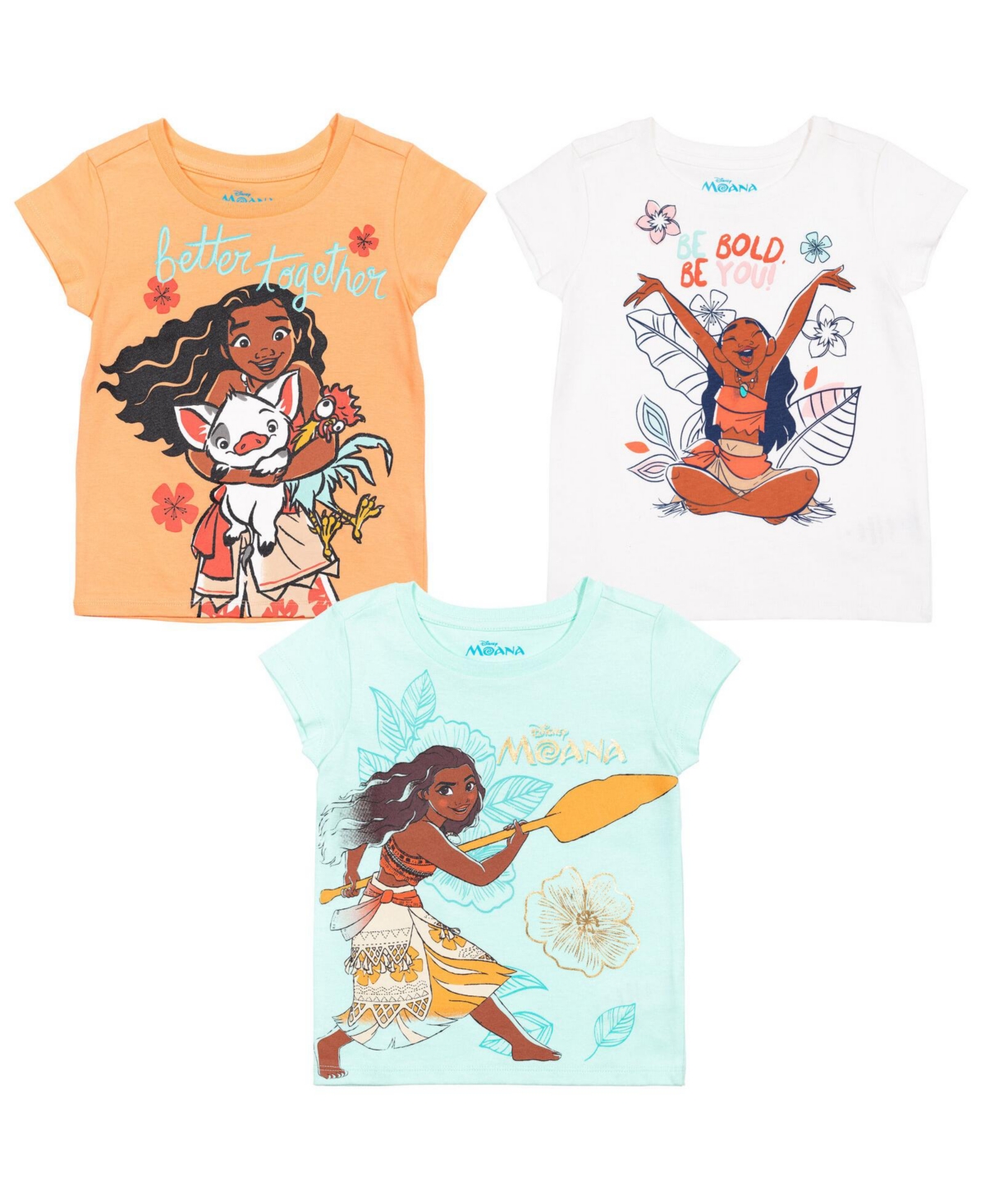 Click here for Moana Toddler Girls 3 Pack T-Shirts - Pink/white/b... prices